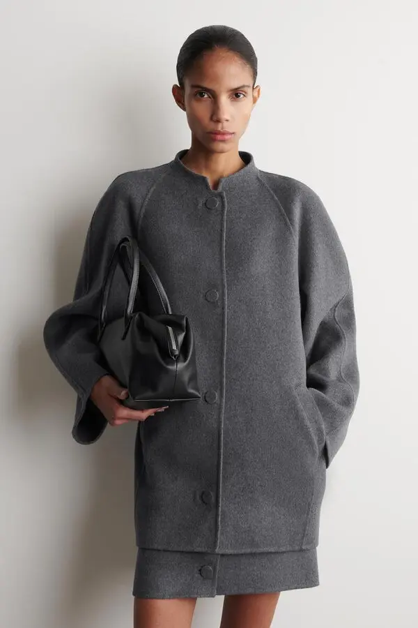 Cos Double-faced Wool Blend Jacket With Standing Collar