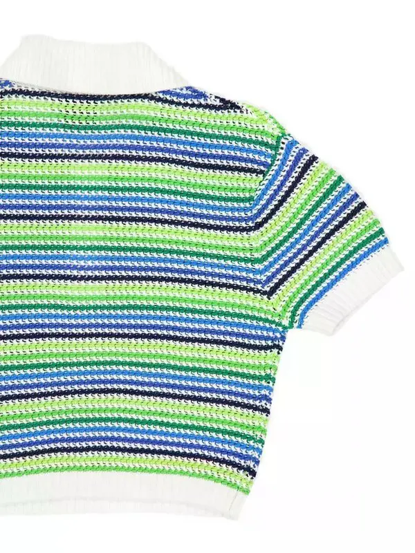 Casablanca Striped Button-up Polo Shirt - Green