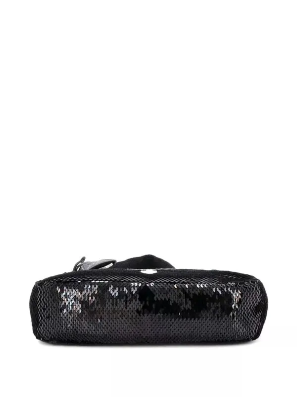 Prada Re-edition 2000 Sequins Mini Hobo Bag - Black