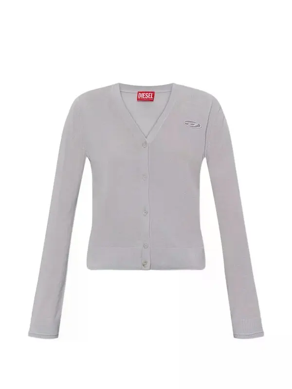 DIESEL® Wool Button-front Cardigan With Embroidered Oval D Logo