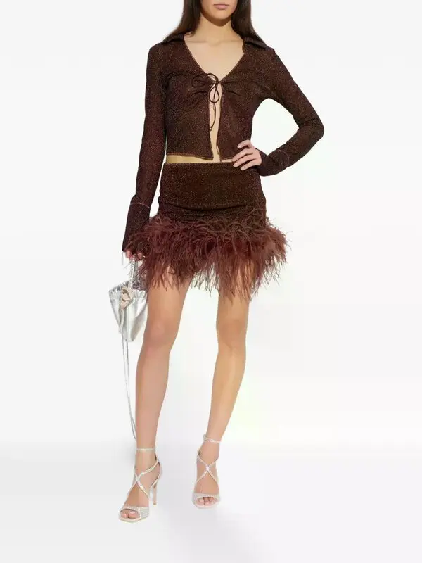 Oseree Feather Trim Mini Skirt