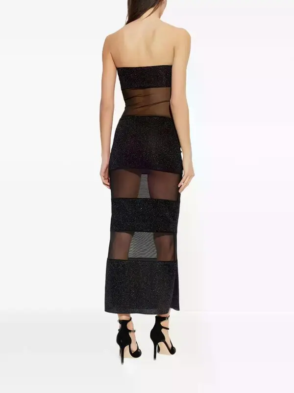 Oseree Sheer-panel Strapless Maxi Dress