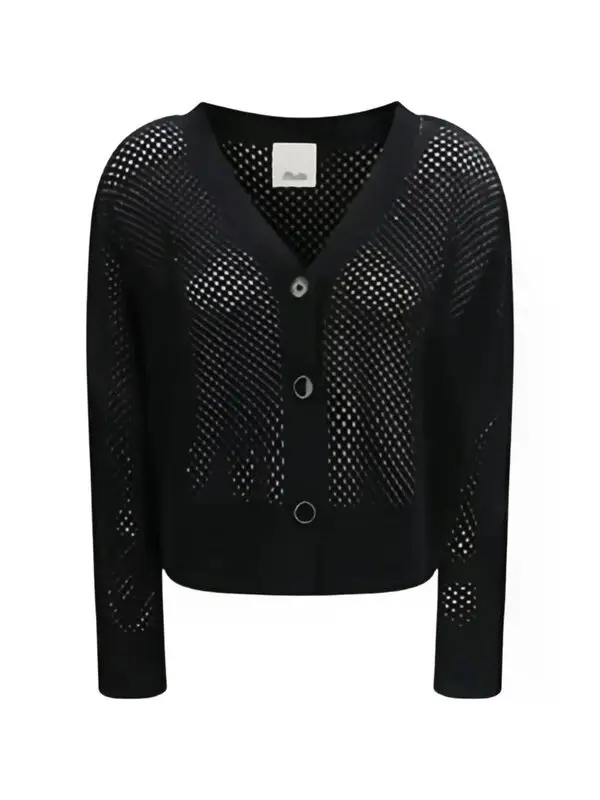 ALLUDE Button Mesh V-neck Cardigan