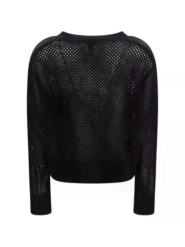 ALLUDE Button Mesh V-neck Cardigan