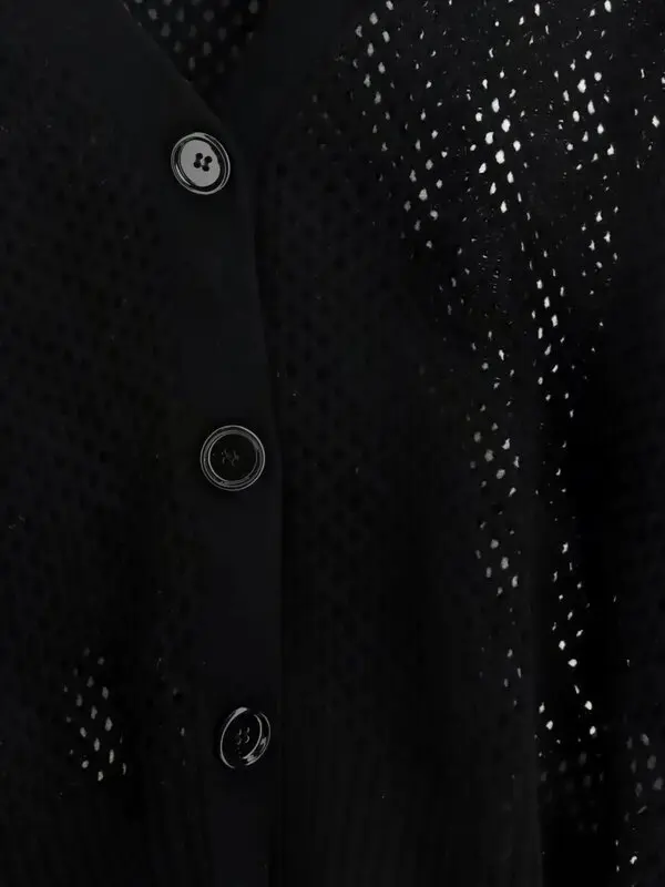 ALLUDE Button Mesh V-neck Cardigan
