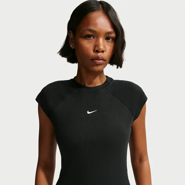 Nike Sportswear Chill Knit Tight Short-sleeve Ribbed Top - Black
