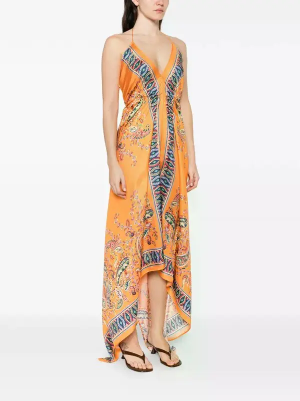 Etro Paisley V-neck Midi Dress - Orange