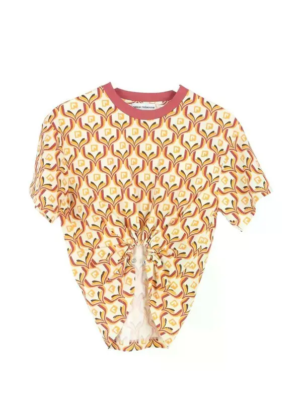 Rabanne Printed Ring-detail T-shirt - Neutrals