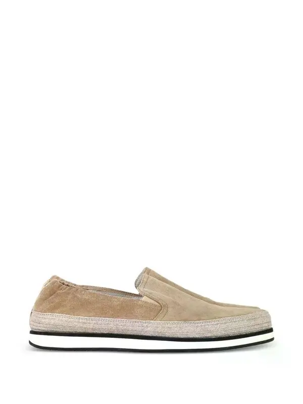 Prada Suede Slip-on Espadrille Sneakers - Neutrals
