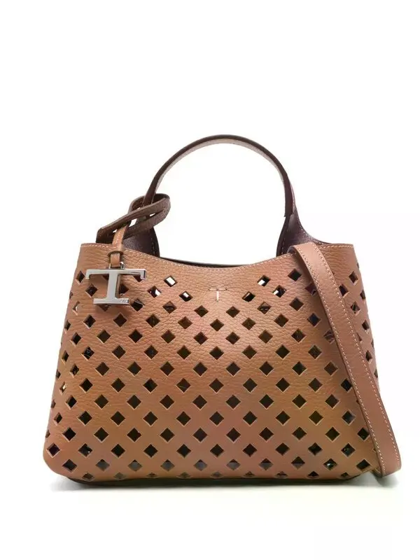 TOD'S Perforated Tote Bag With Hanging T Charm