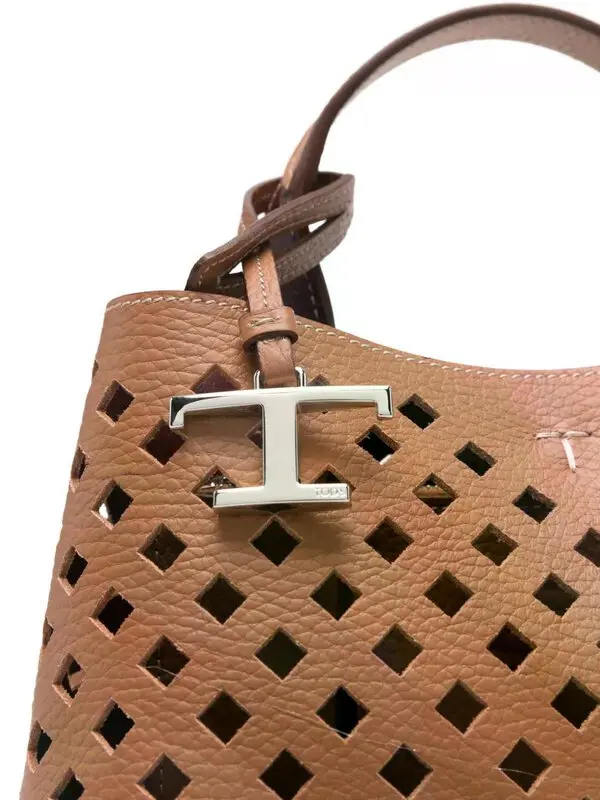 TOD'S Perforated Tote Bag With Hanging T Charm
