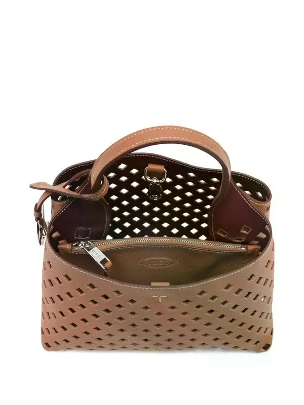 TOD'S Perforated Tote Bag With Hanging T Charm
