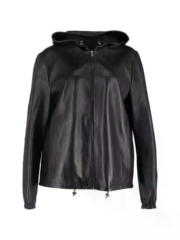Prada Zipped Hooded Leather Jacket