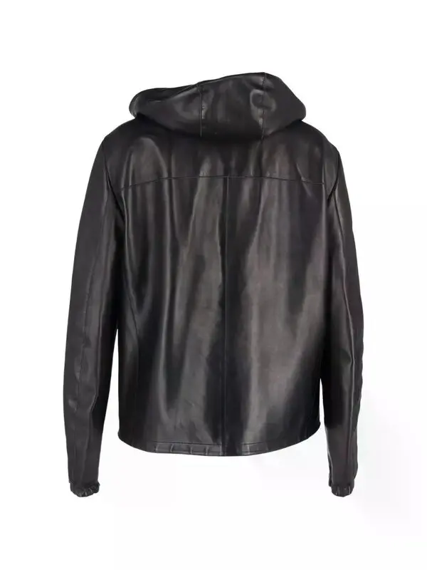 Prada Zipped Hooded Leather Jacket