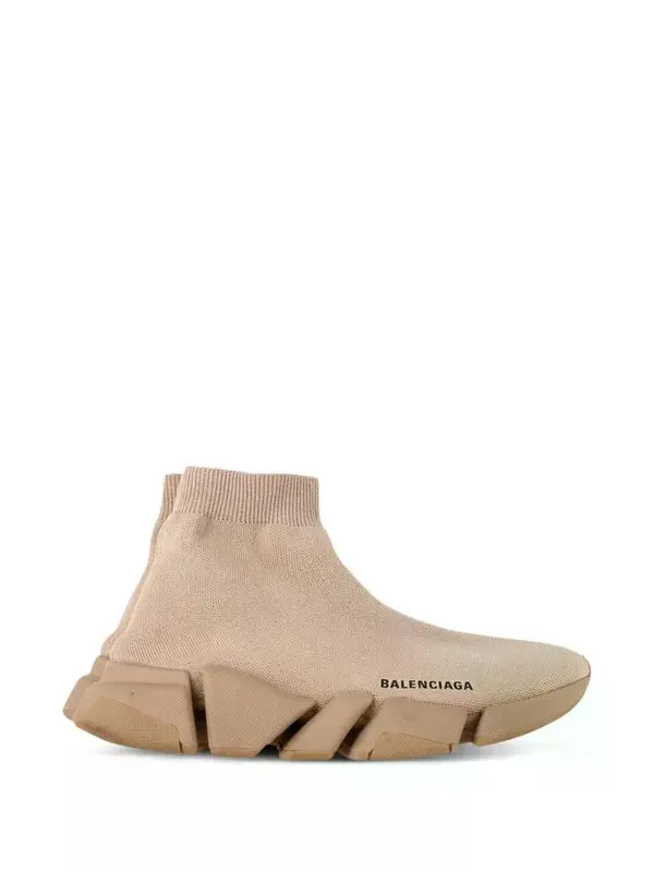 Balenciaga Speed 2.0 Knitted Sock Logo Detail Trainers - Neutrals