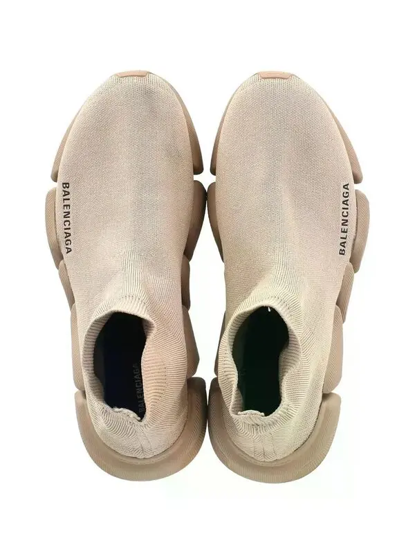 Balenciaga Speed 2.0 Knitted Sock Logo Detail Trainers - Neutrals