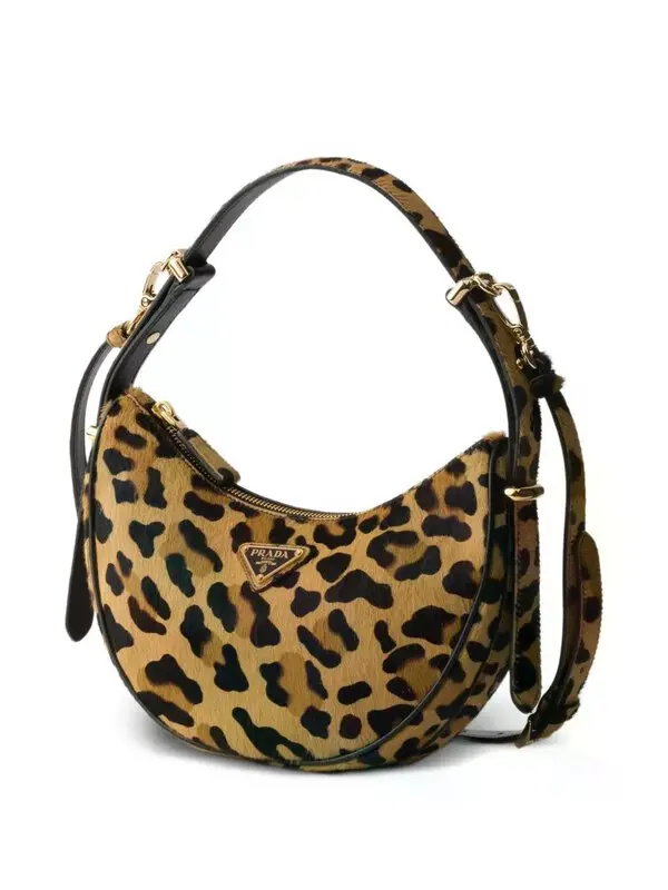 Prada Mini Arqué Printed Leather Shoulder Bag - Neutrals