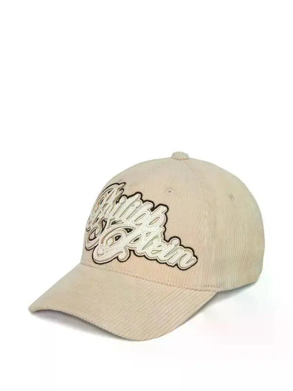 Philipp Plein Corduroy Cap With Logo - Neutrals