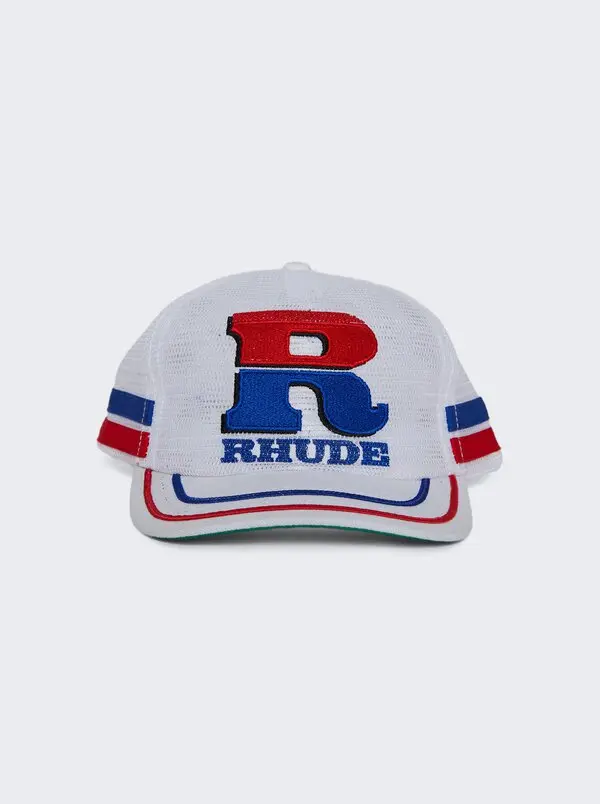 Rhude Logo Mesh Trucker Hat - White