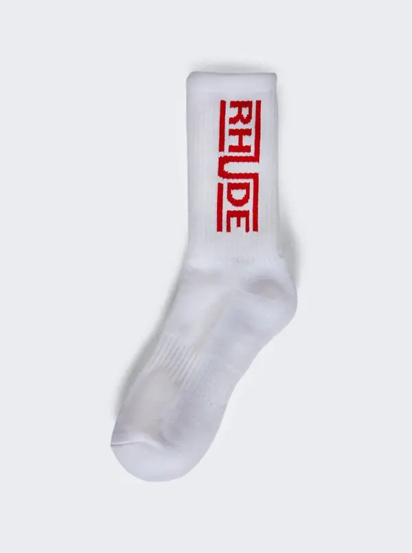 Rhude Logo Sports Socks - White
