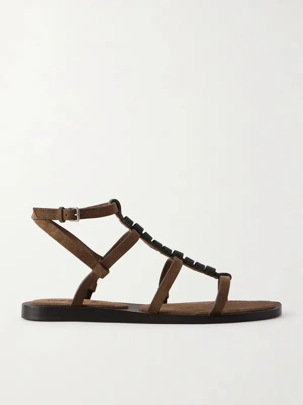 Brunello Cucinelli Bead-embellished Slingback Sandals