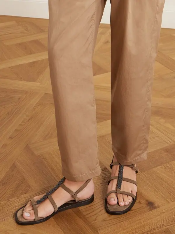 Brunello Cucinelli Bead-embellished Slingback Sandals