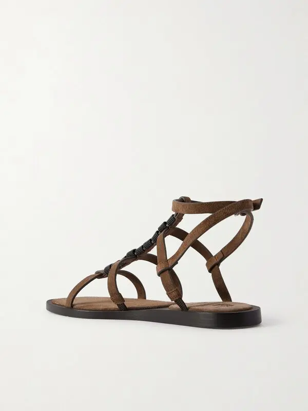 Brunello Cucinelli Bead-embellished Slingback Sandals