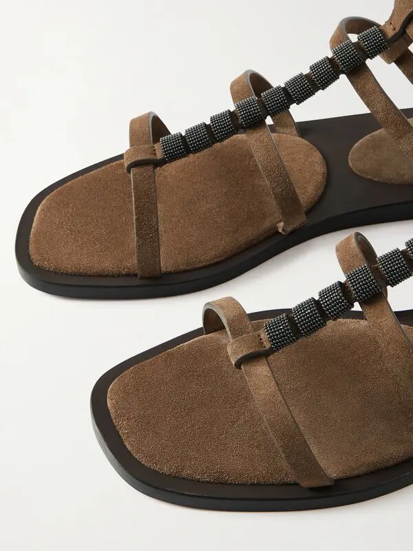 Brunello Cucinelli Bead-embellished Slingback Sandals