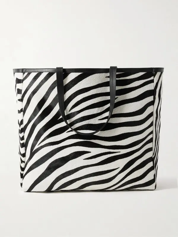 NILI LOTAN Freddie Leather-trimmed Zebra-print Calf Hair Tote - Animal Print