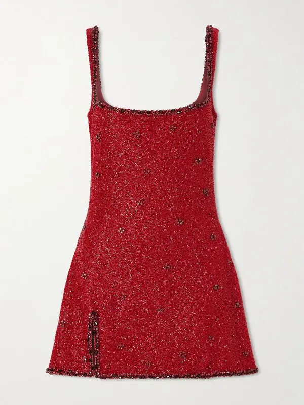 CLIO PEPPIATT Athena Embellished Mini Dress - Red