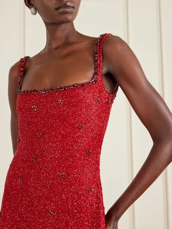 CLIO PEPPIATT Athena Embellished Mini Dress - Red