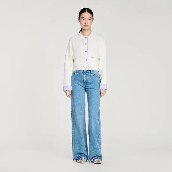 Sandro Wool Cardigan With Polo Collar