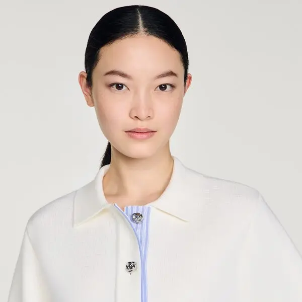 Sandro Wool Cardigan With Polo Collar