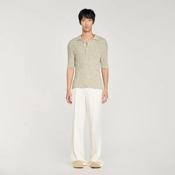 Sandro Marl Cotton Knit Polo Shirt