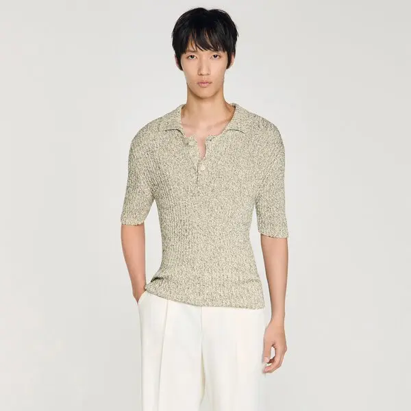 Sandro Marl Cotton Knit Polo Shirt