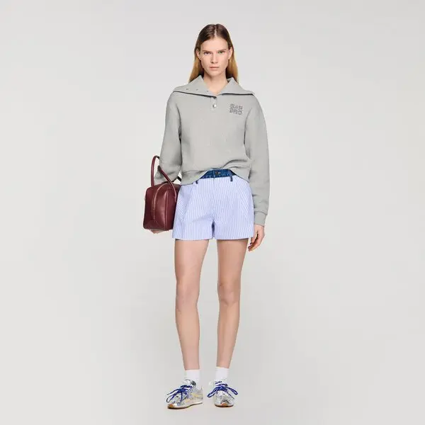Sandro Fleece Sweatshirt With Embroidered Patch - Grey