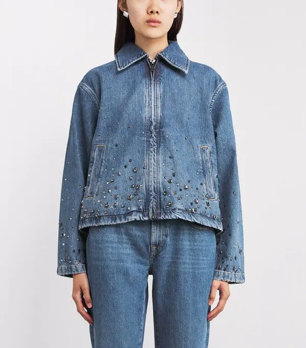 7 For All Mankind Embellished Denim Trucker Jacket