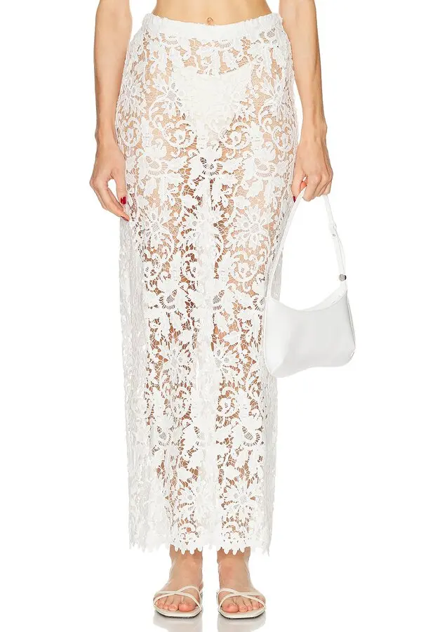 LA PORTE Juliet Lace Skirt - White