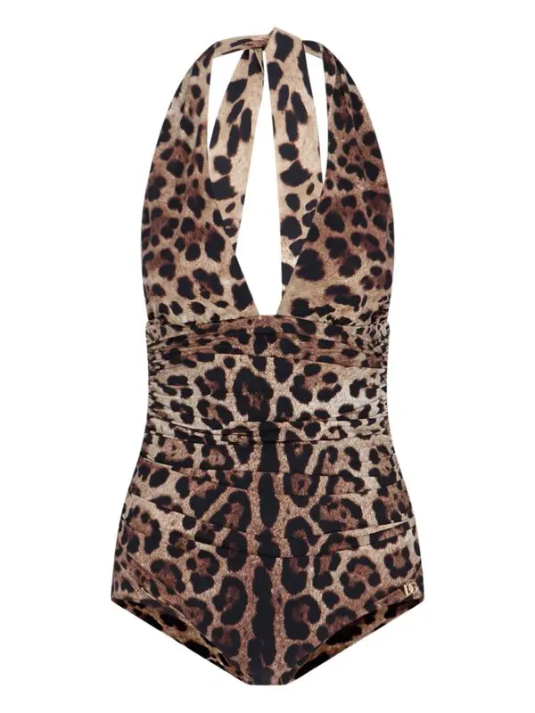 Dolce & Gabbana Leopard Print One-piece Swimsuit - Brown