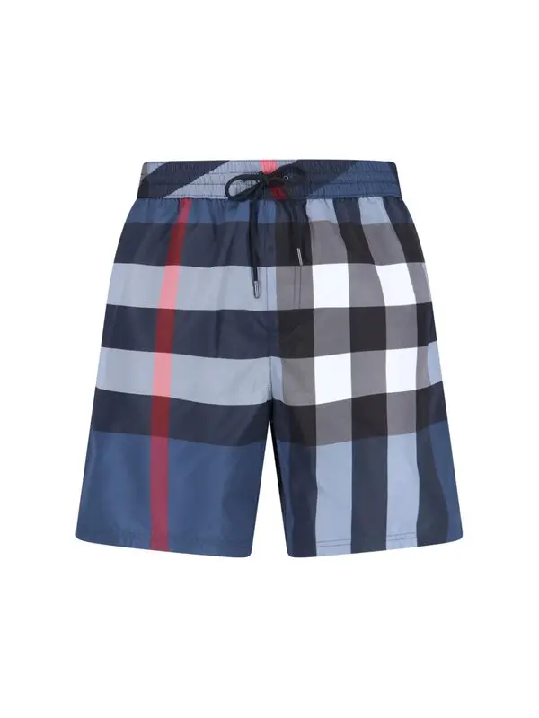 Burberry Check Swimsuit - Blue