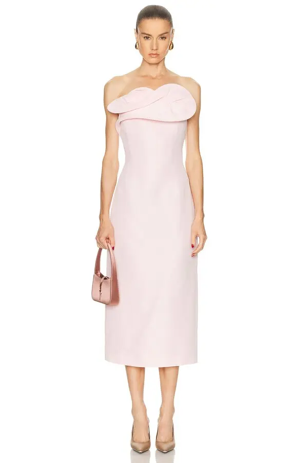 Magda Butrym Sculptural Strapless Midi Dress - Pink