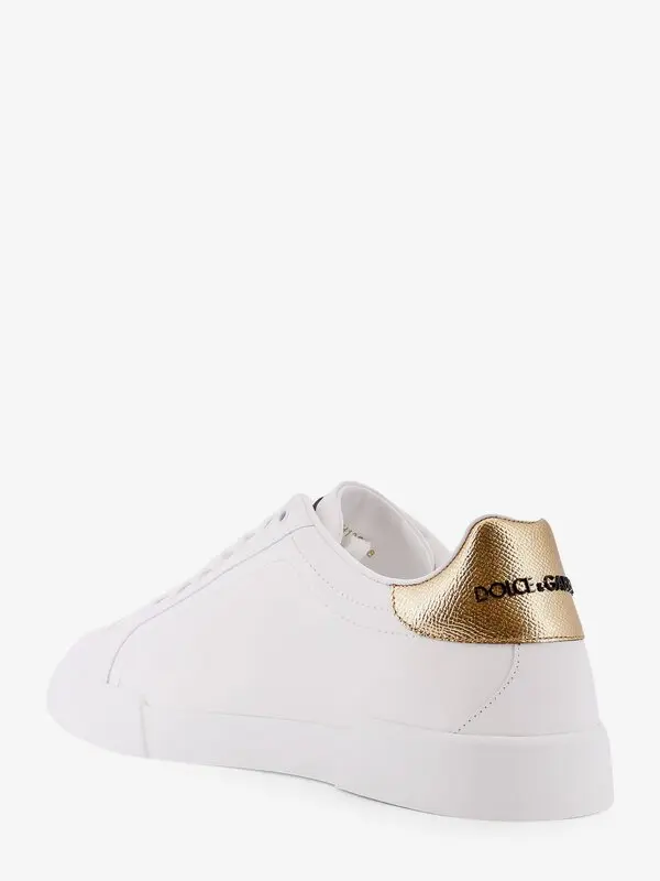 Dolce & Gabbana Leather Sneakers With Iconic Patch - White
