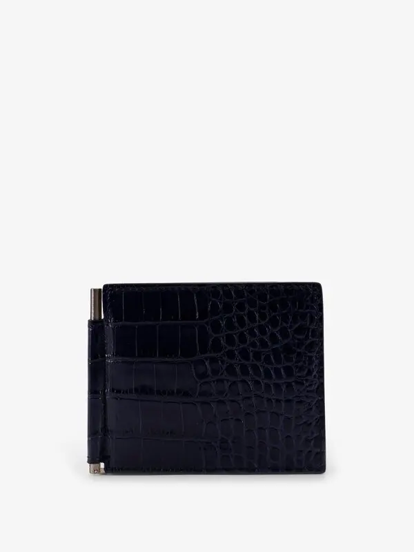 TOM FORD Croco Print Leather Wallet - Blue