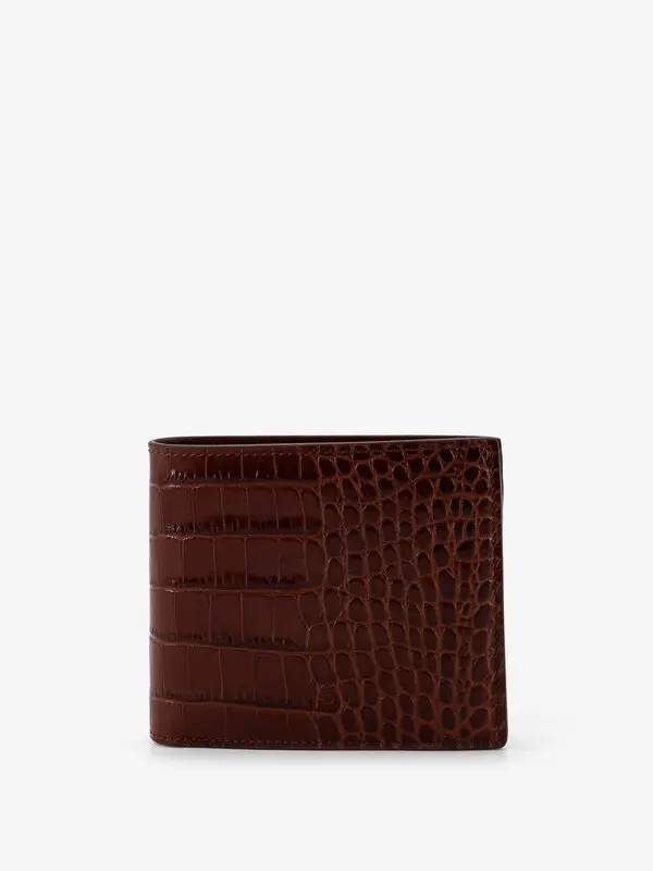 TOM FORD Croco Print Leather Wallet - Brown