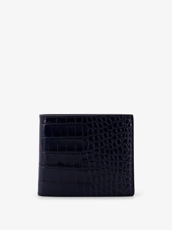 TOM FORD Croco Print Leather Wallet - Blue