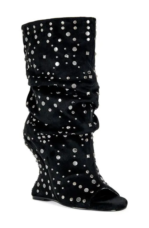 AZALEA WANG Naomani Studded Wedge Bootie