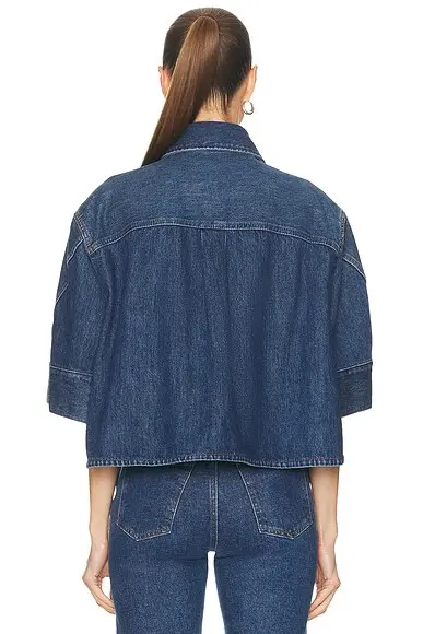Givenchy Cropped Denim Shirt With Embroidered Logo