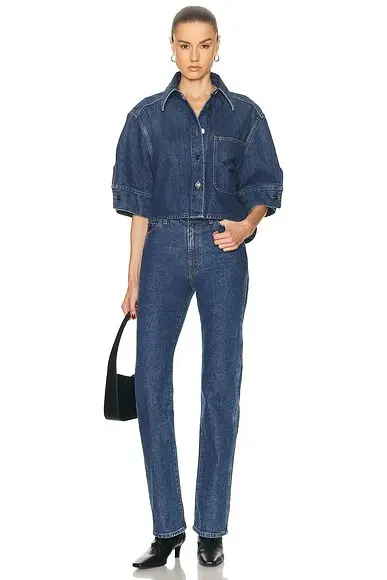 Givenchy Cropped Denim Shirt With Embroidered Logo