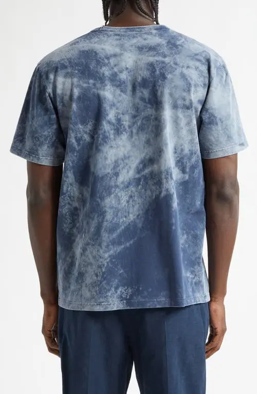 PALMES Lake Print Cotton T-shirt - Navy