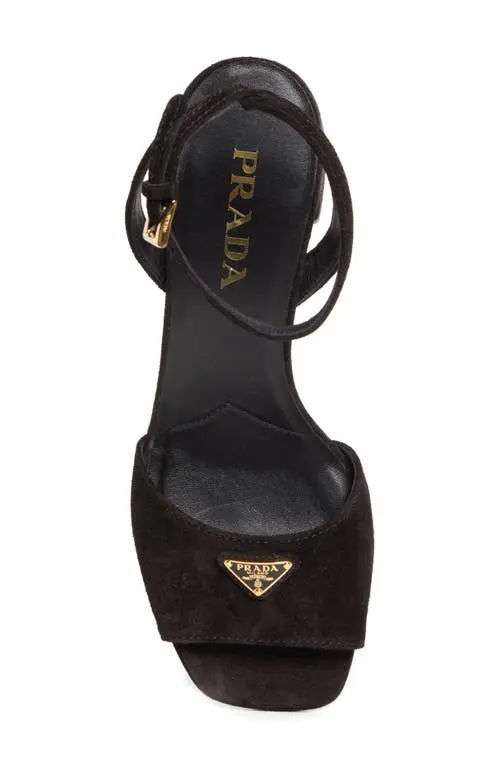 Prada Block Heel Ankle Strap Sandal - Black